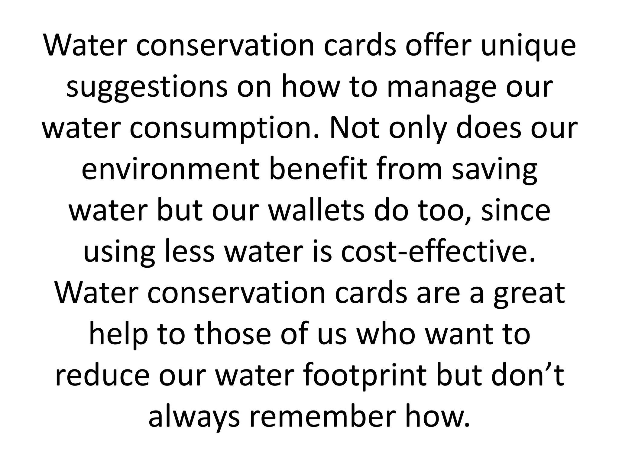 The Importance of Water Conservation Cards | PDF