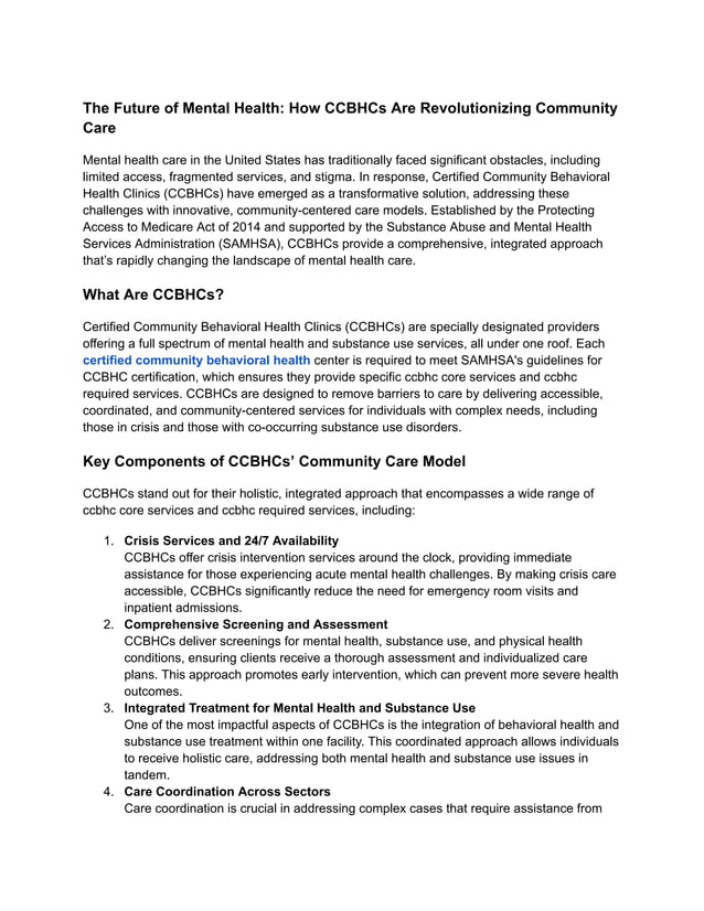 The Future of Mental Health: How CCBHCs Are Revolutionizing Community ...