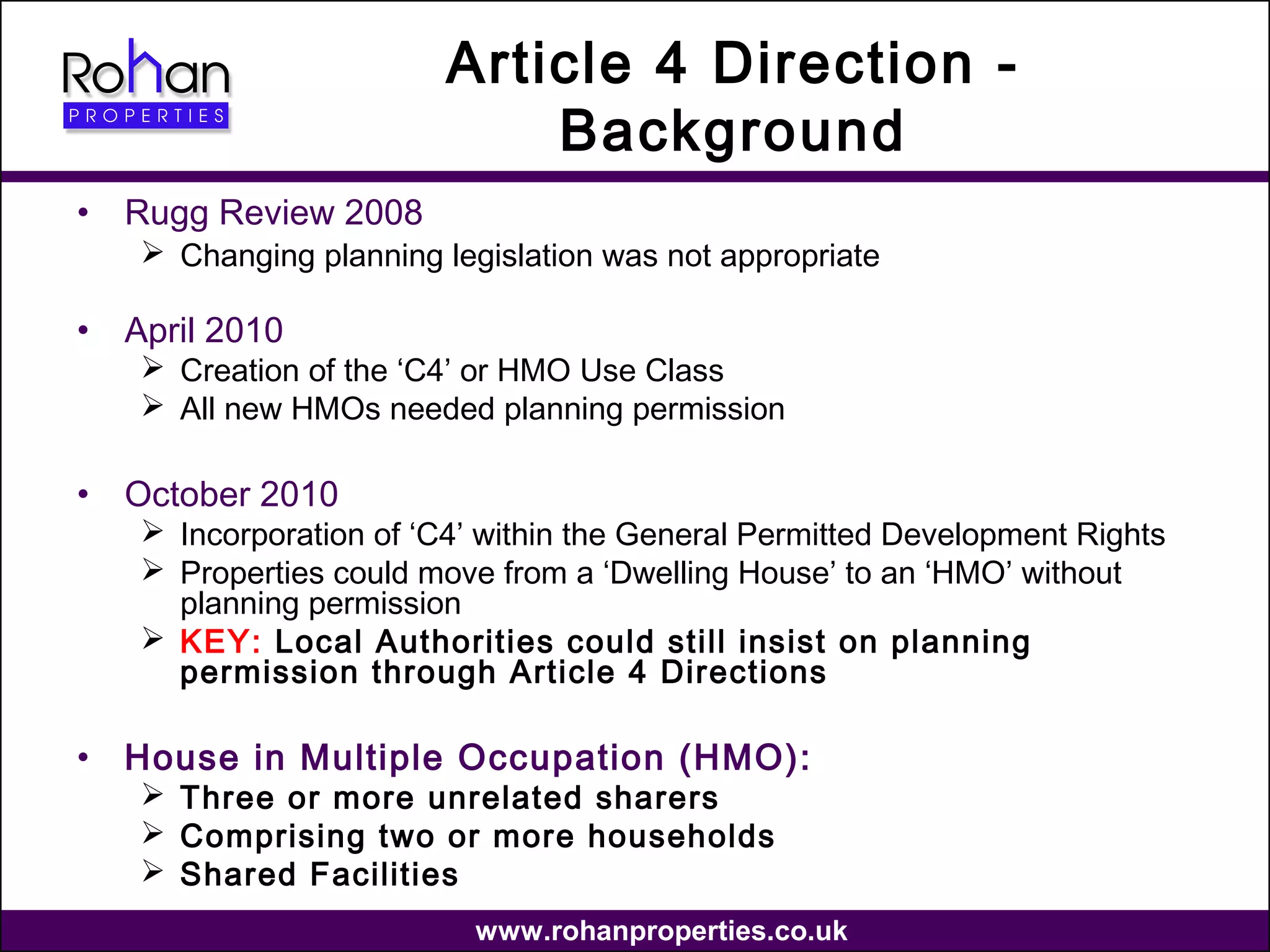 HMOs & Article 4 Direction | PPT