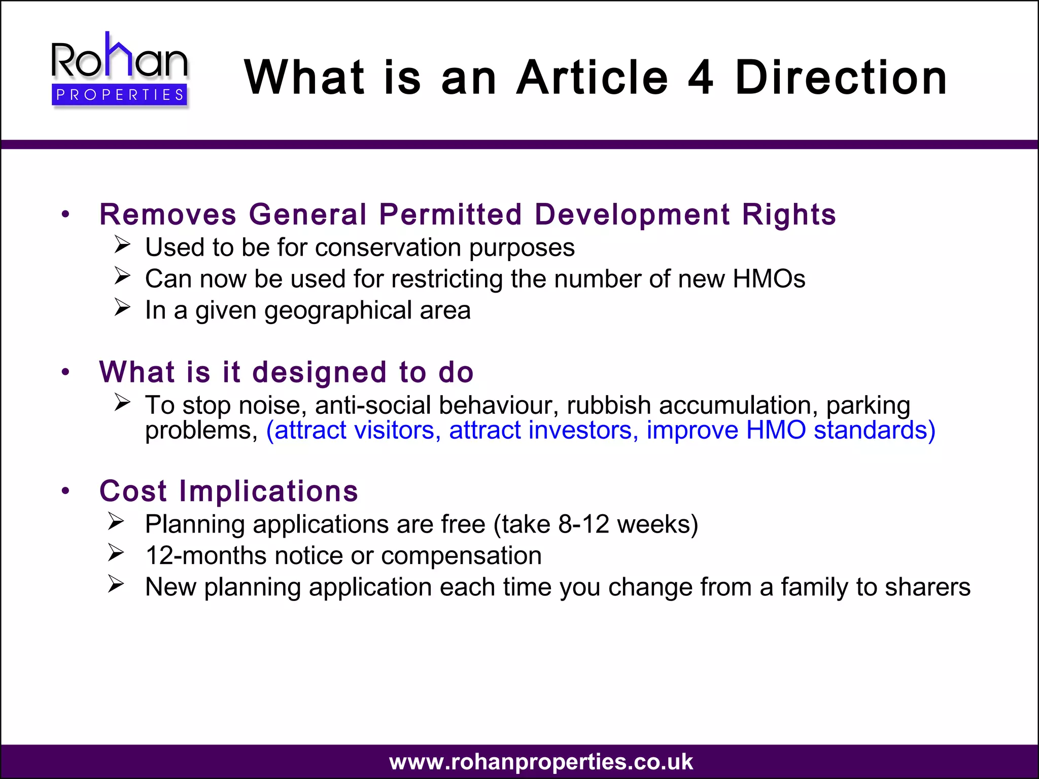 HMOs & Article 4 Direction | PPT