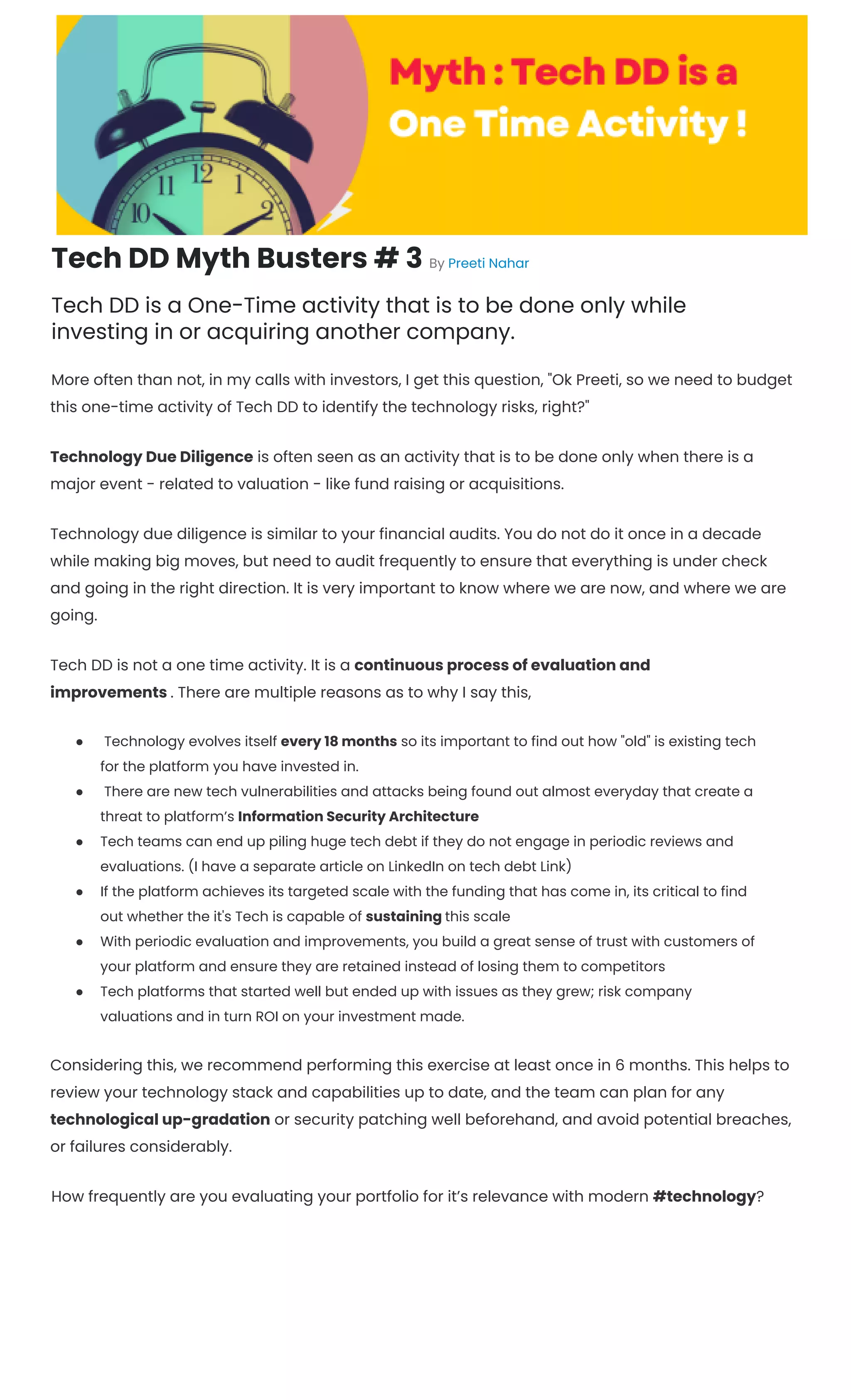 Is Tech DD a One-Time activity? | PDF