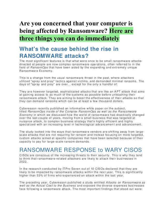What's the cause behind the rise in RANSOMWARE attacks? | PDF