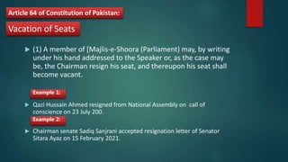 Article 64 to 69 of constitution of pakistan | PPTX