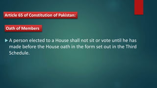 Article 64 to 69 of constitution of pakistan | PPTX