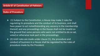 Article 64 to 69 of constitution of pakistan | PPTX