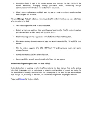 Block Level Storage Vs File Level Storage | DOCX | Data Storage and ...