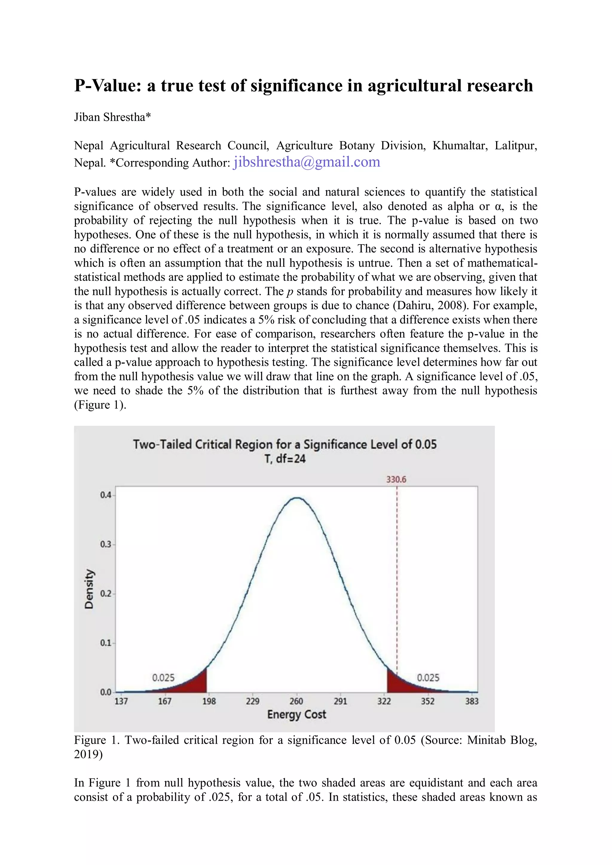 P-Value: a true test of significance in agricultural research | PDF