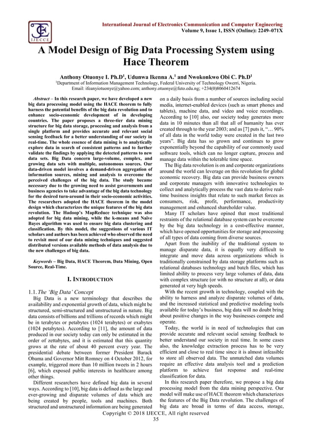 A Model Design of Big Data Processing using HACE Theorem | PDF