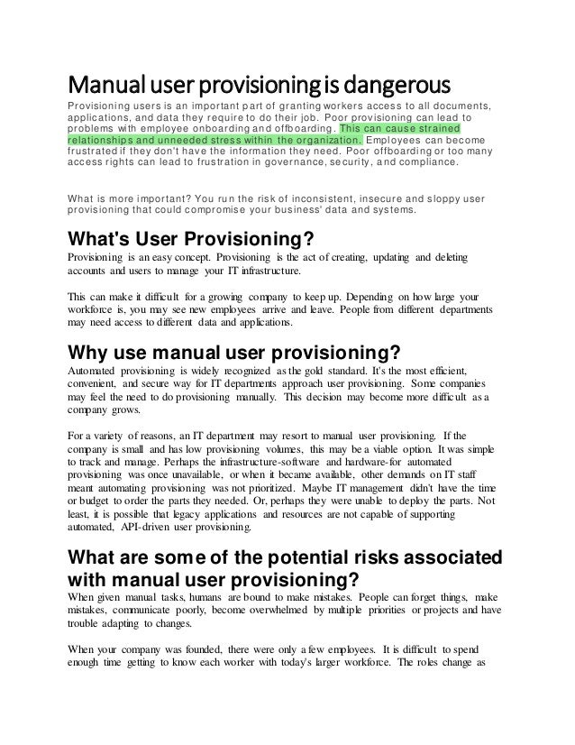 Manual User Provisioning Is Dangerous Pdf 