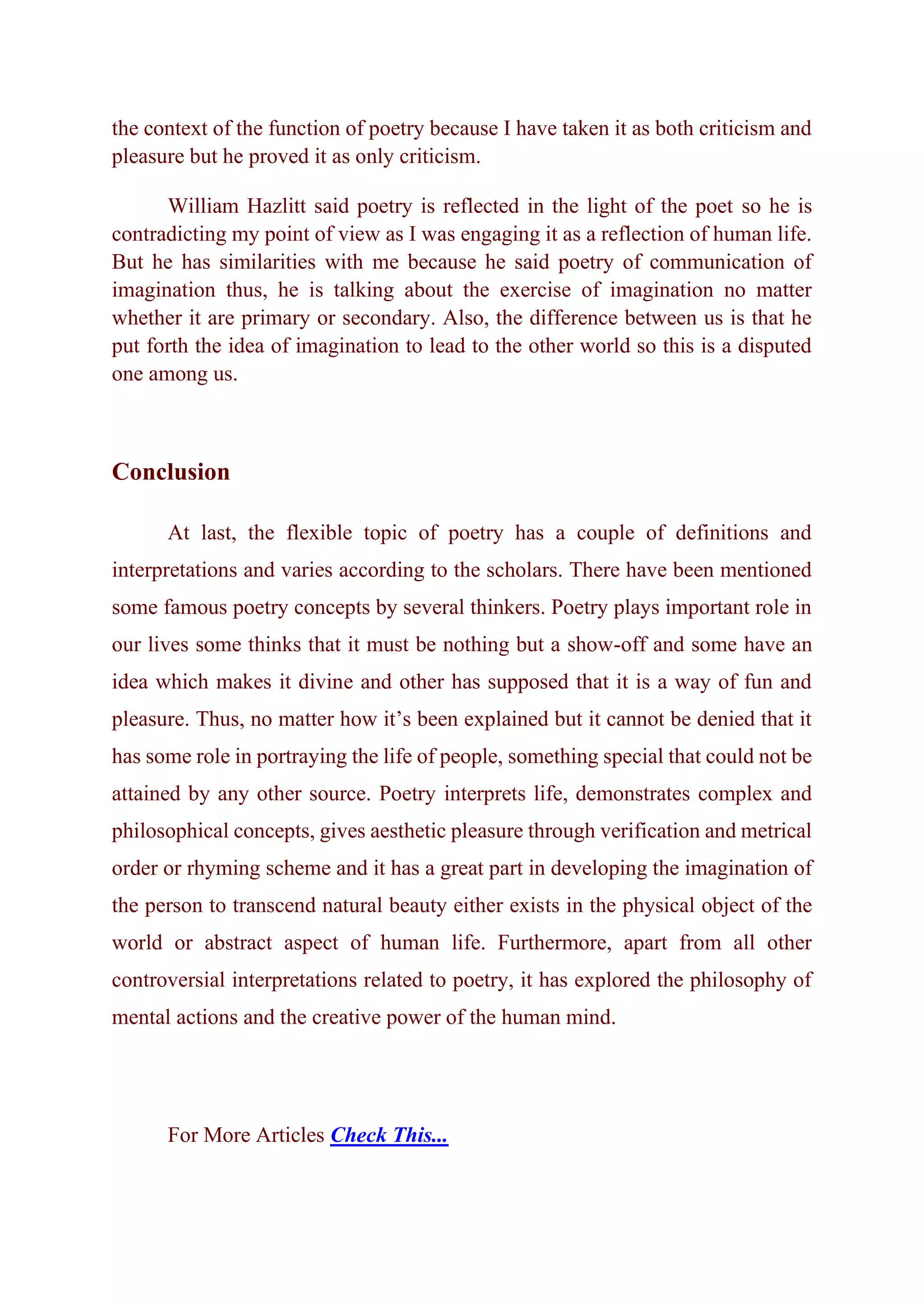 Poetry and Its Function | PDF