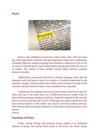 Poetry and Its Function | PDF