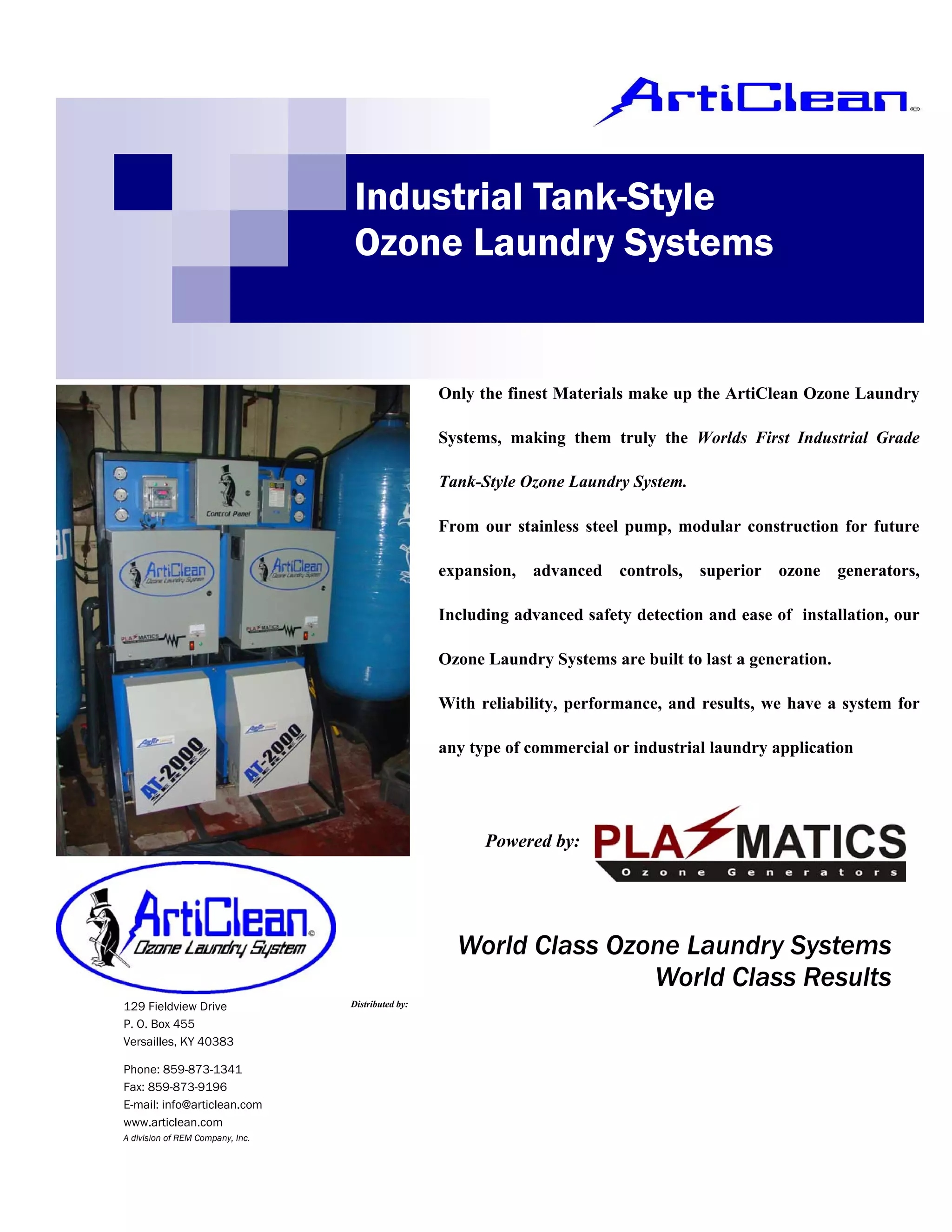 Articlean AT Tank Style Ozone Laundry System | PDF