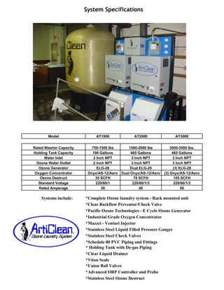 Articlean AT Tank Style Ozone Laundry System | PDF