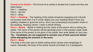 Article and letter writing X English | PPTX