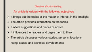 Article and letter writing X English | PPTX