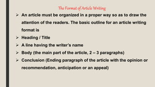 Article and letter writing X English | PPTX