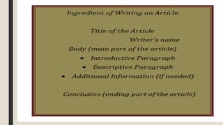 Article and letter writing X English | PPTX