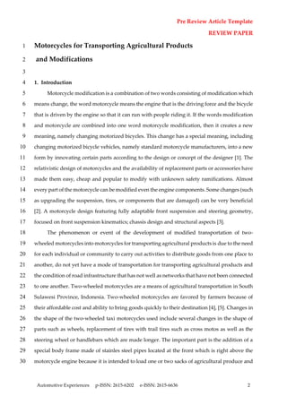 Motorcycles for Transporting Agricultural Products and Modifications | PDF