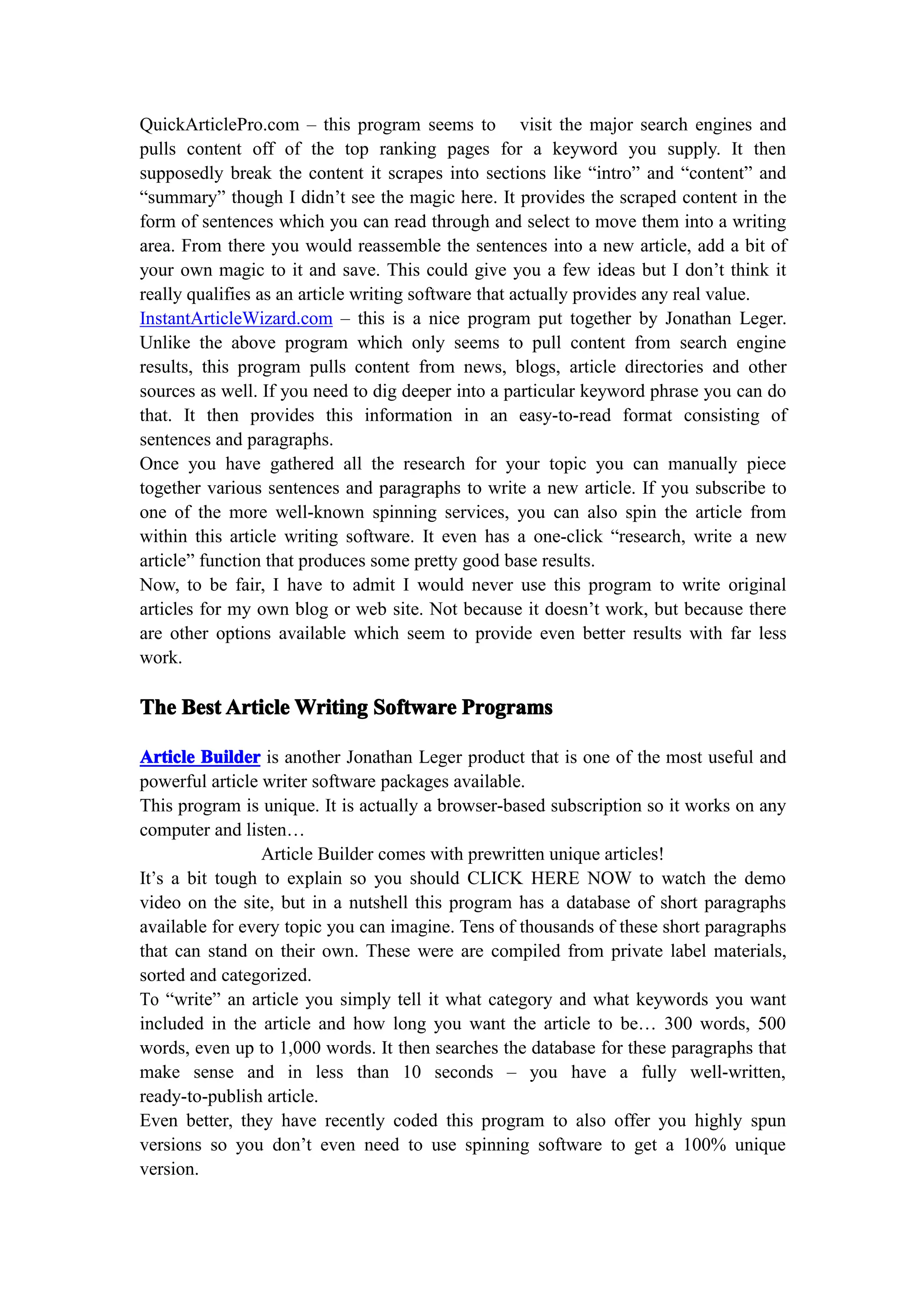 Article builder free trial | PDF