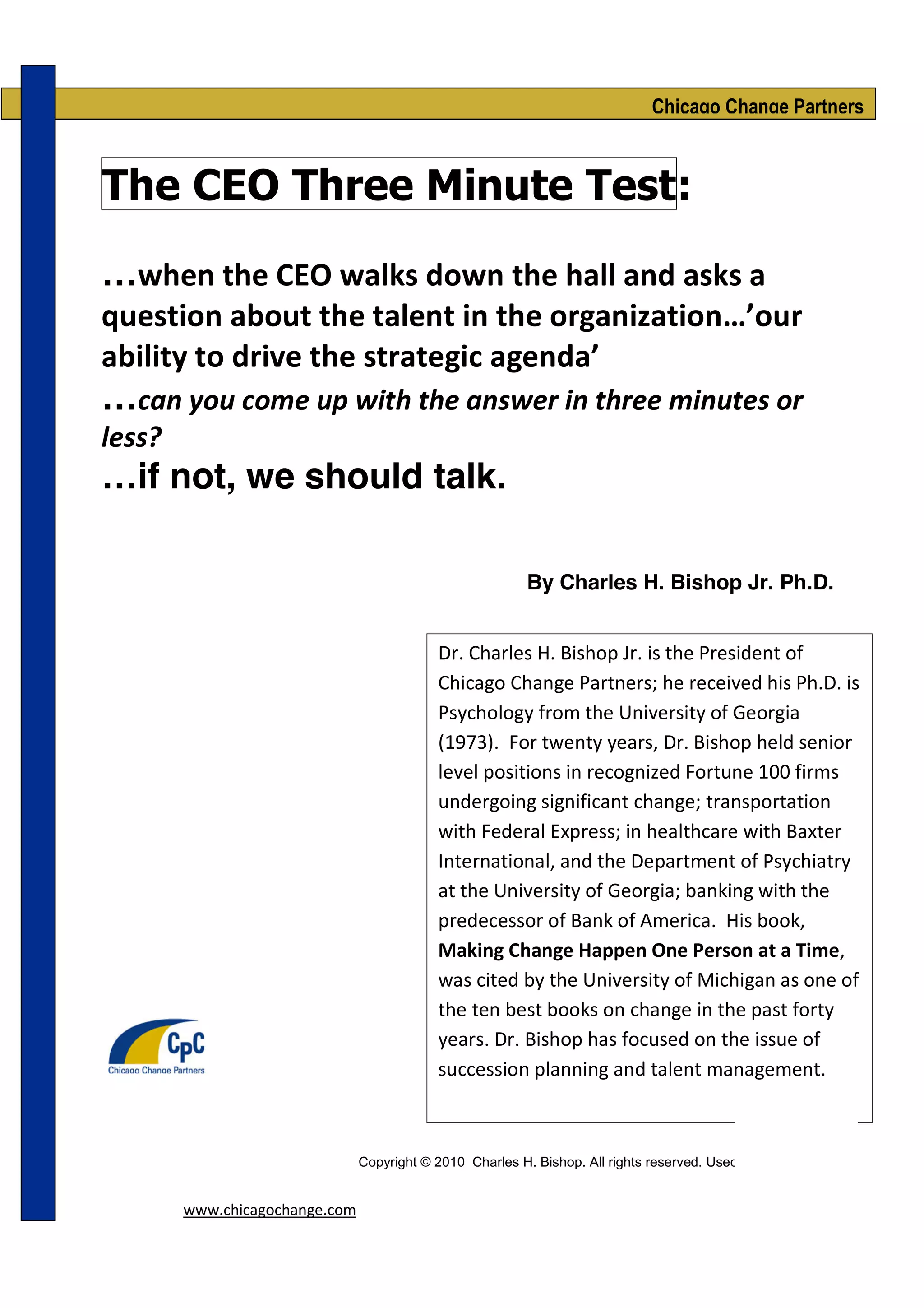 CEO Three Minute Test | PDF