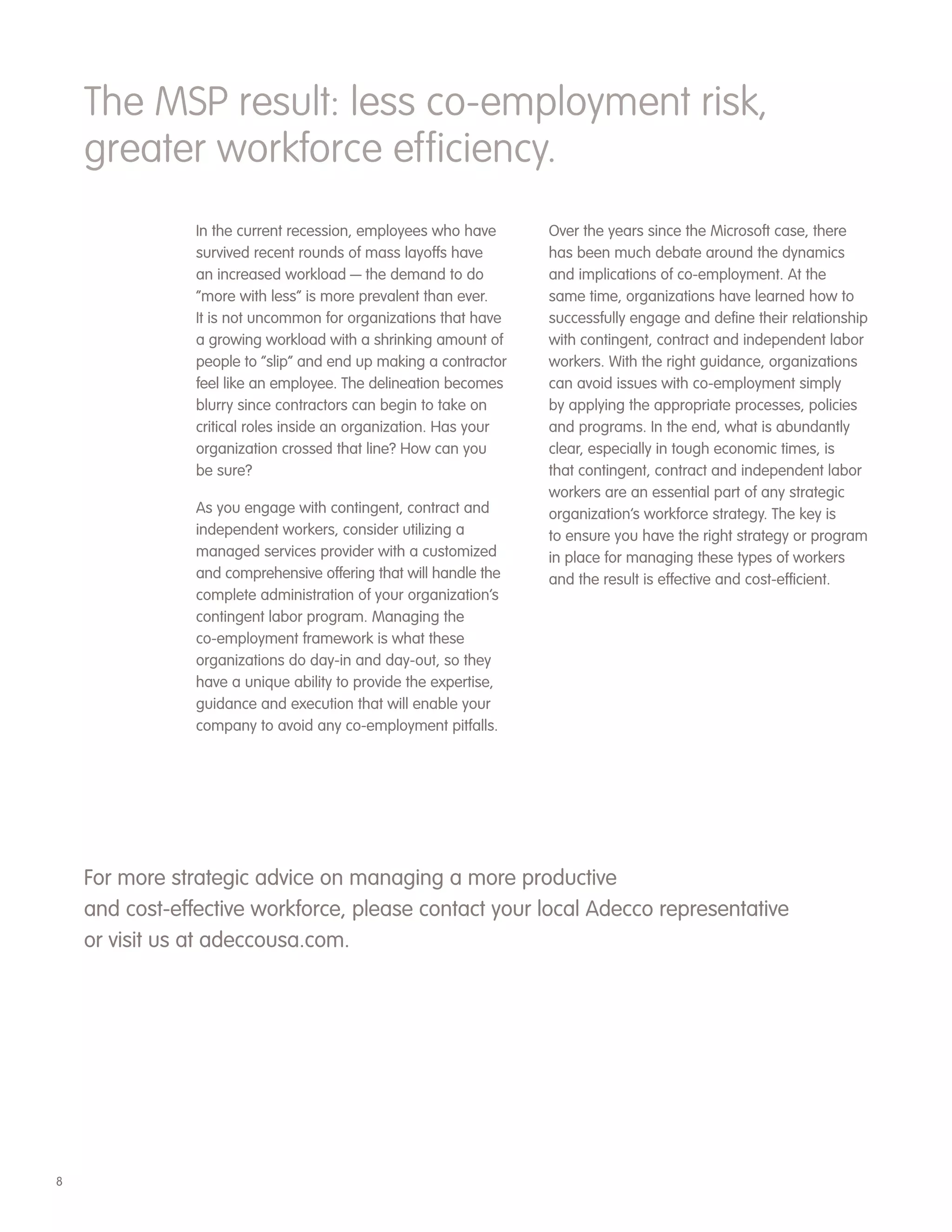 Co-employment and Managed Service Providers | PDF