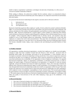 Destructive leadership impact on employees performance | DOCX | Human ...