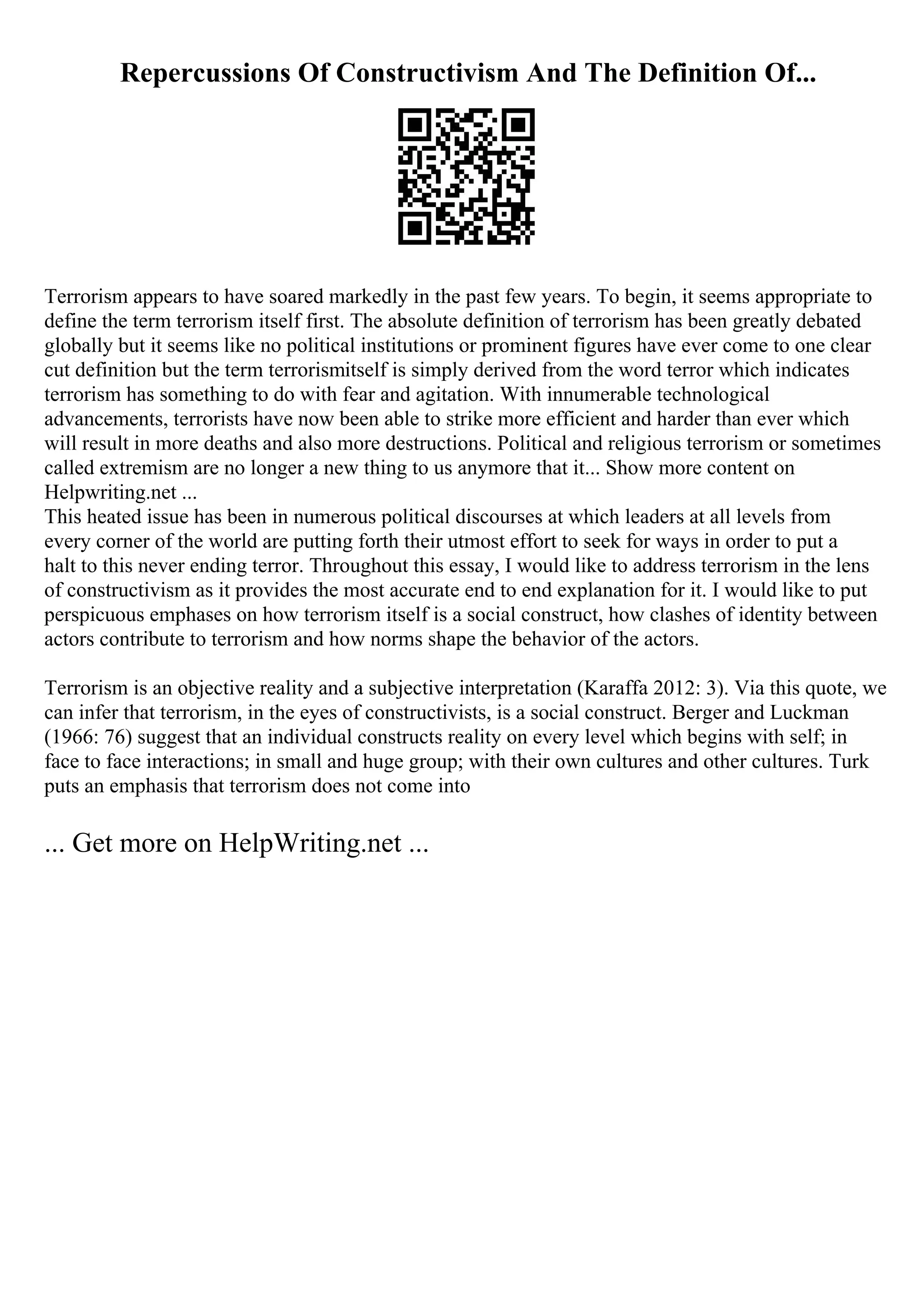 Article Critique Essay Sample | PDF