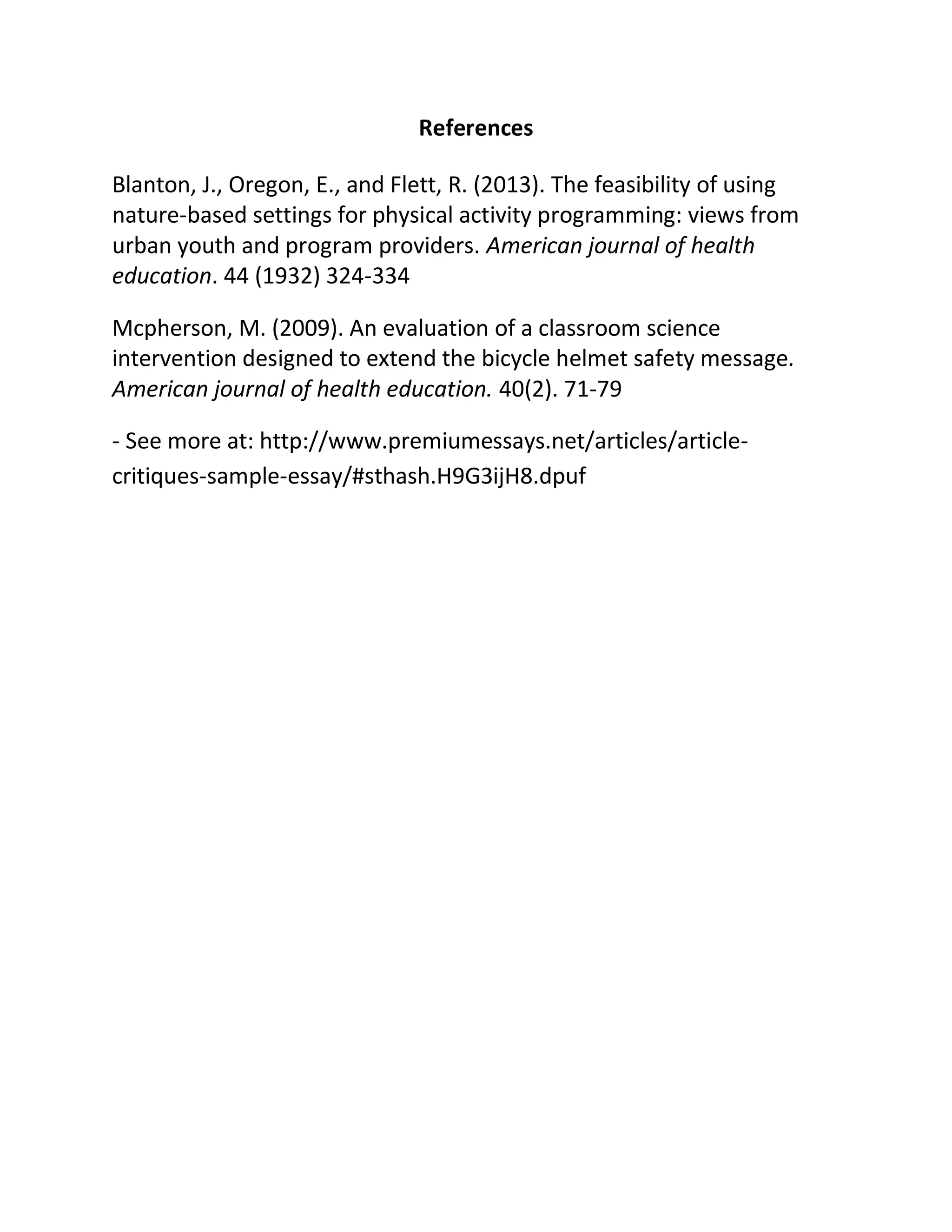 Article critiques sample essay | PDF