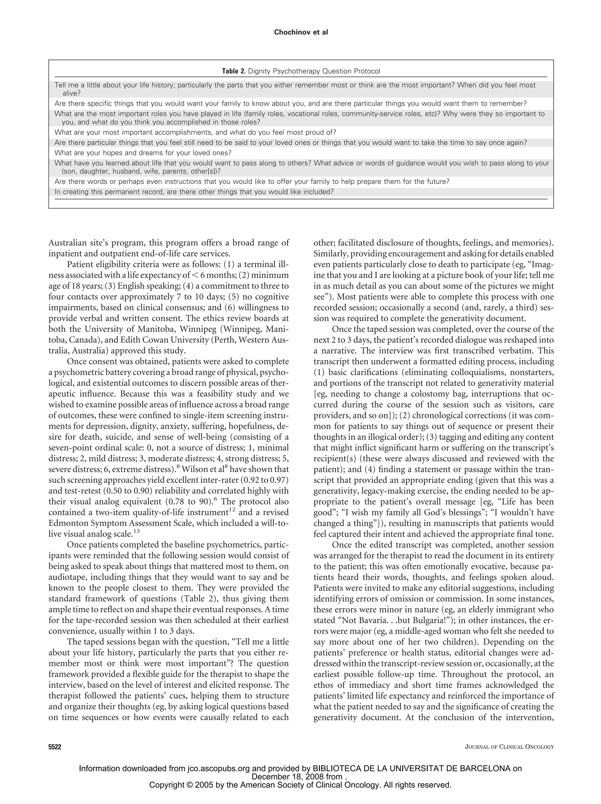 ARTICLE dignity Therapy.pdf | Physical Therapy | Wellness