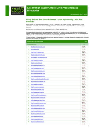 96 Top FREE Article Submission directories | PDF