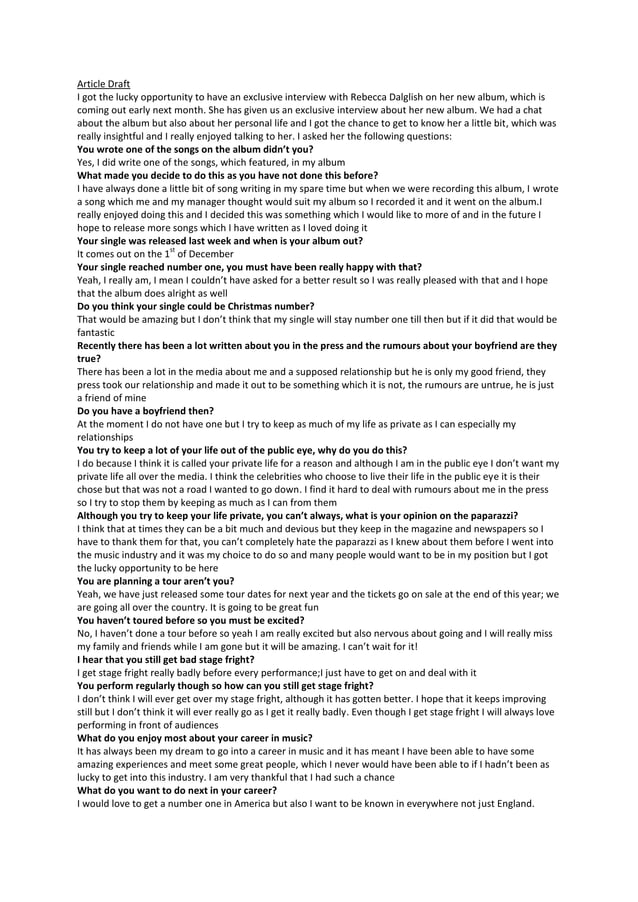 Article draft | DOCX | Music | Entertainment