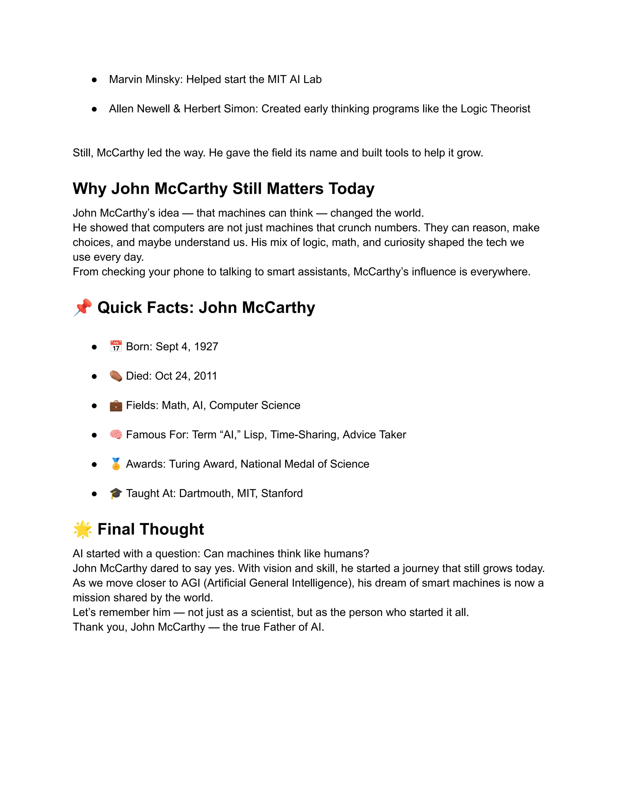 Who is the Father of Artificial Intelligence? Learn About the First Inventor of AI | PDF