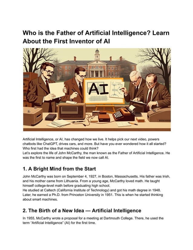 Who is the Father of Artificial Intelligence? Learn About the First ...