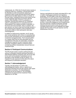 Elements of a clearly defined IPS for dc plans | PDF