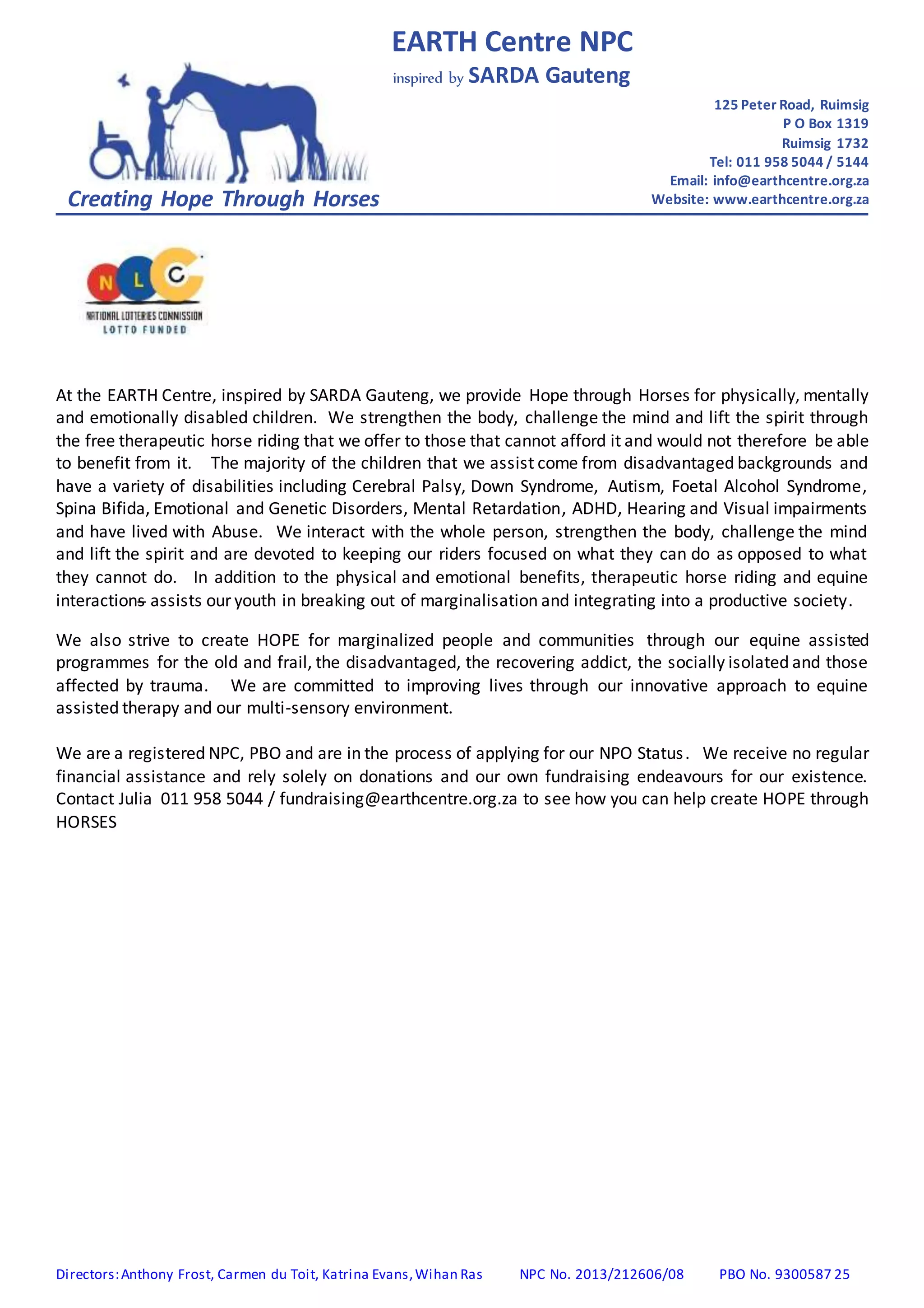 EARTH CENTRE NPC | DOTX