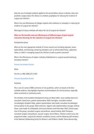 Article from the british medical journal summary of nice ssi guidelines ...