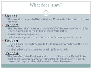 Article II of the US Constitution | PPTX