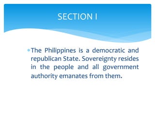 Article II: Declaration of Principles and State Policies | PPTX