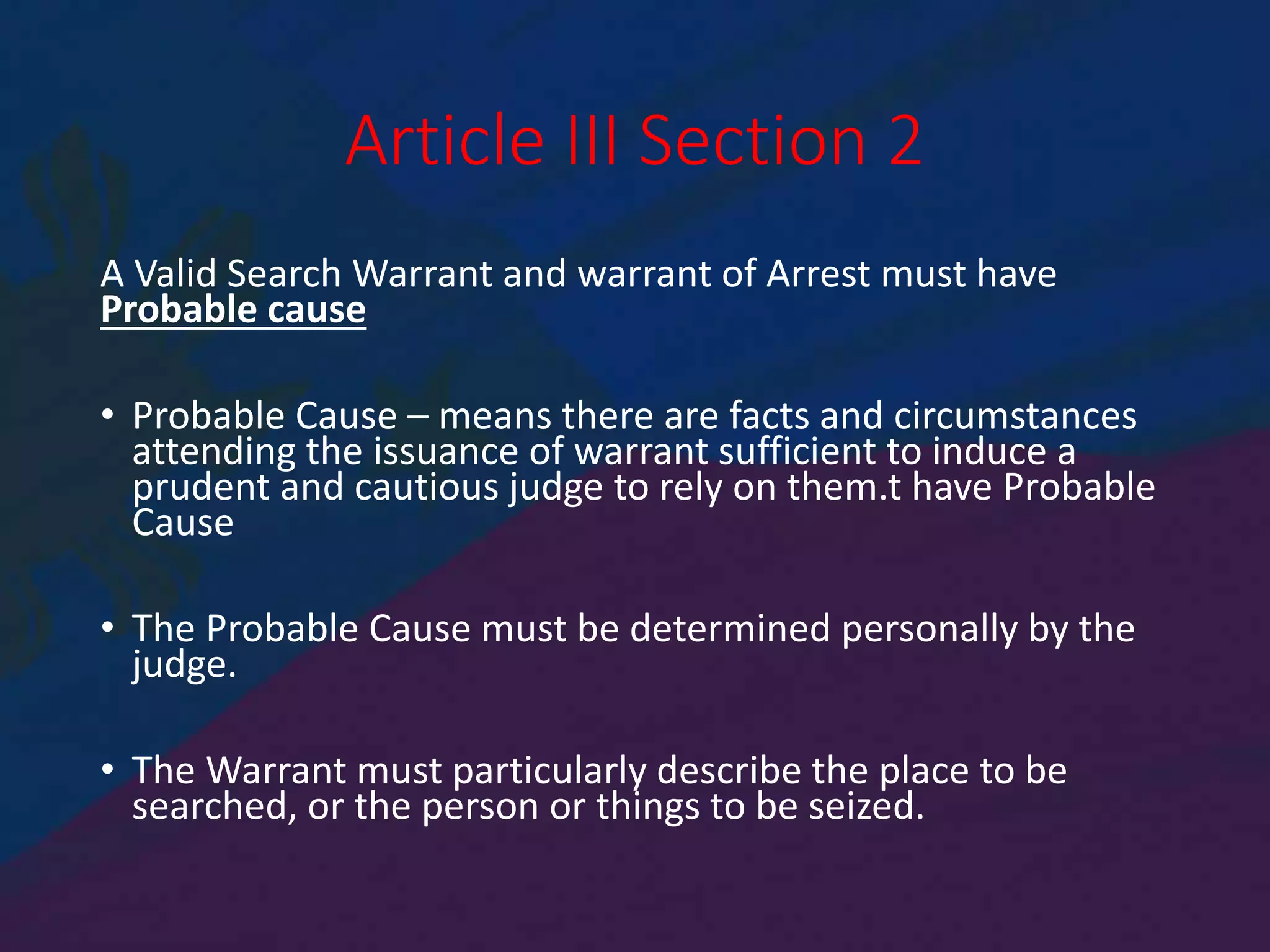 Philippine Bill of Rights Article III Section 2 | PPTX