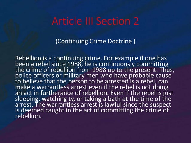 Philippine Bill of Rights Article III Section 2 | PPTX | Crime & Harmful Acts to Individuals ...