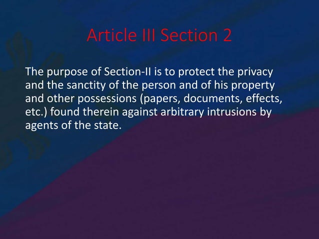 Philippine Bill of Rights Article III Section 2 | PPTX | Crime ...