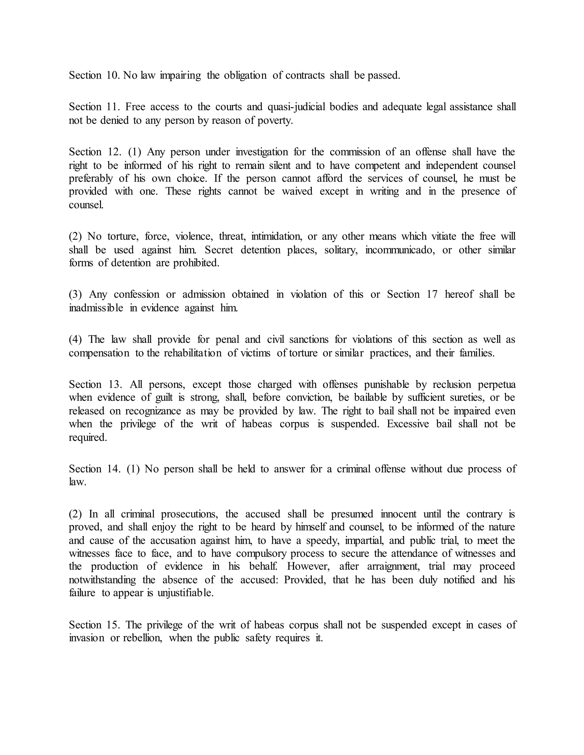 Article iii of the 1987 constitution of the republic of the philippines ...