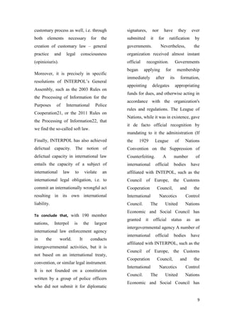 Interpol: Nature, Legal Status and Power | PDF