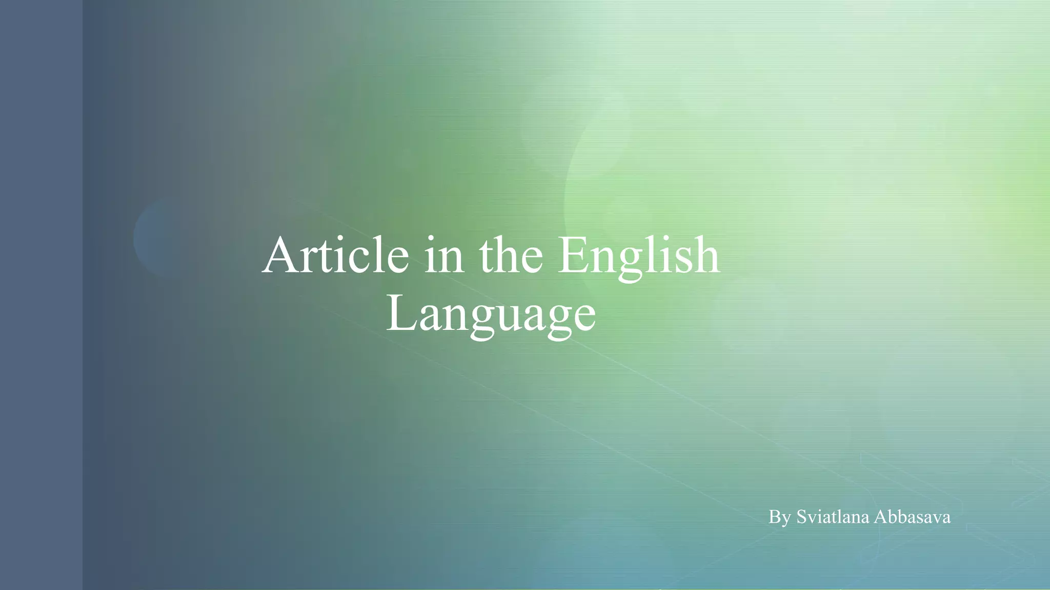 Article in the English Language | PPT