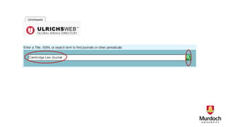 Peer Reviewed Journals Using UlrichsWeb | PPSX