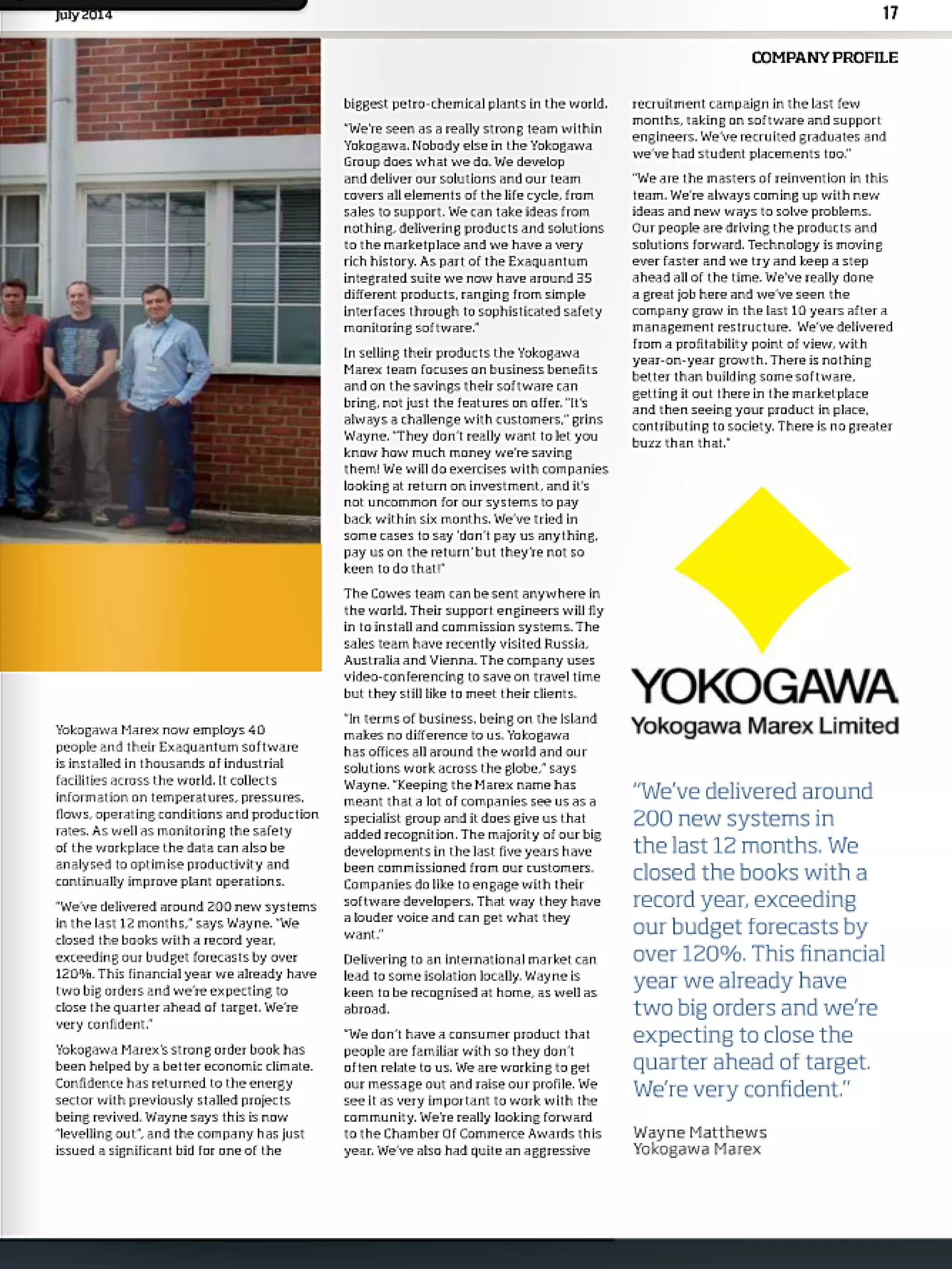 Company profile: Yokogawa Marex (industrial software) | PDF