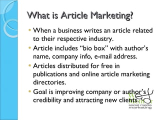 Article Marketing Presentation | PPT