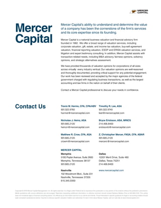 Mercer Capital | Valuation Insight | Corporate Finance in 30 Minutes | PDF