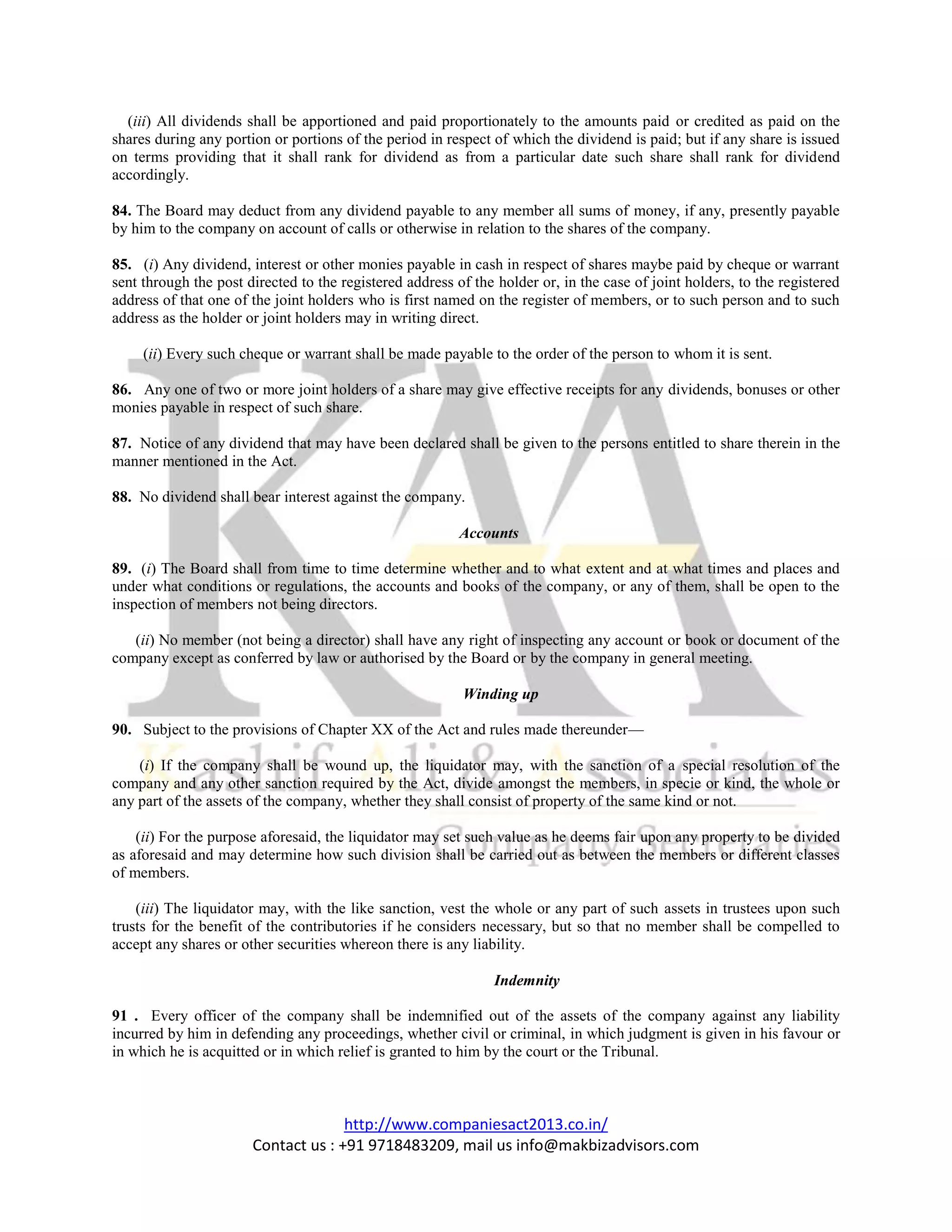 Format of AOA (Article of Association) as per New Companies Act 2013 | DOCX