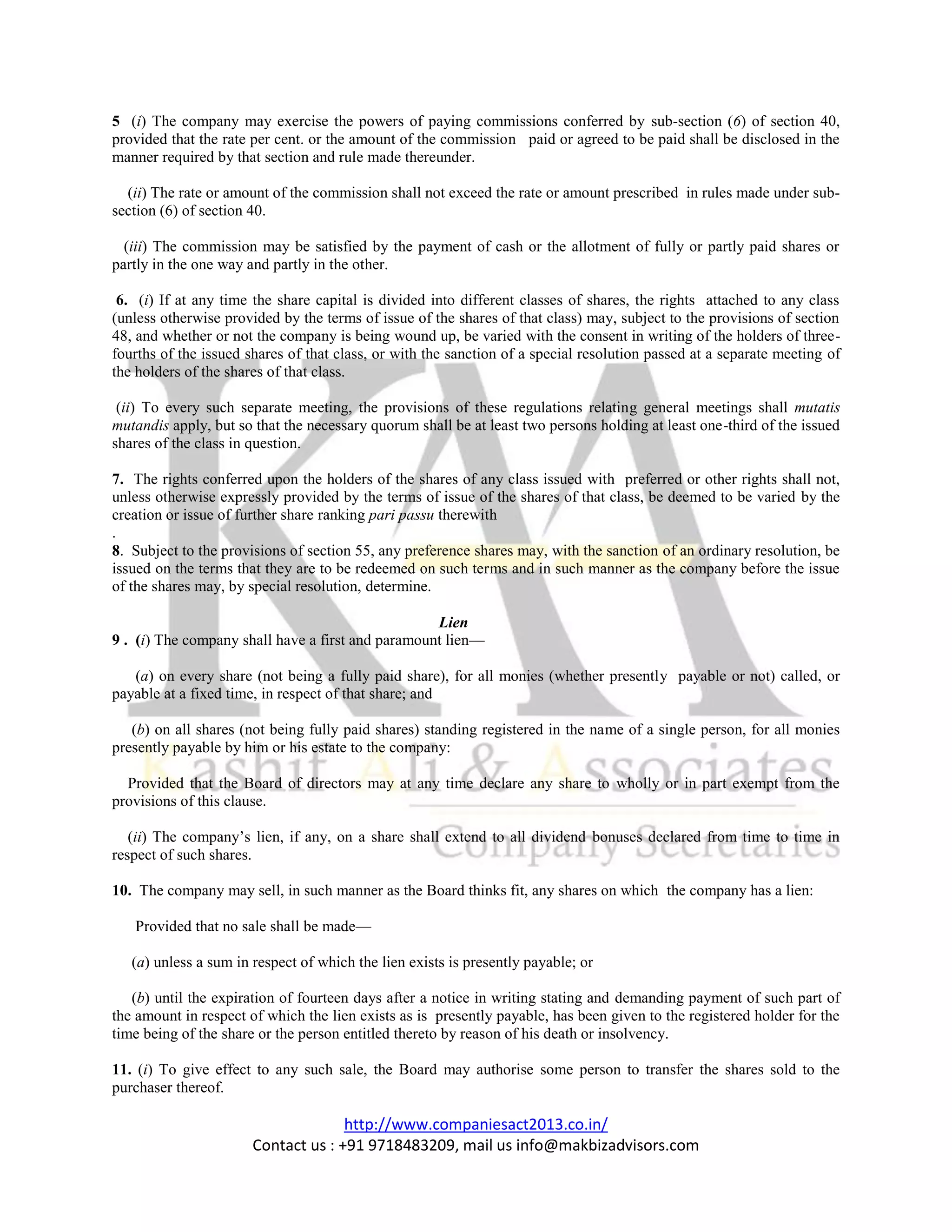 Format of AOA (Article of Association) as per New Companies Act 2013 | DOCX